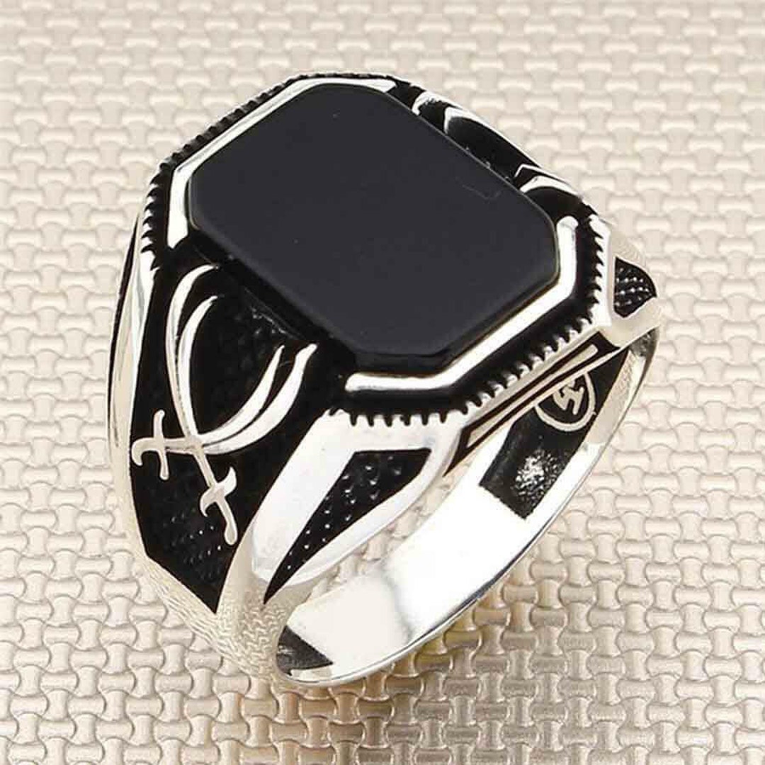 Onyx Stone Silver Men's Ring, Black Onyx Ring, Handmade Ring, 925 ...
