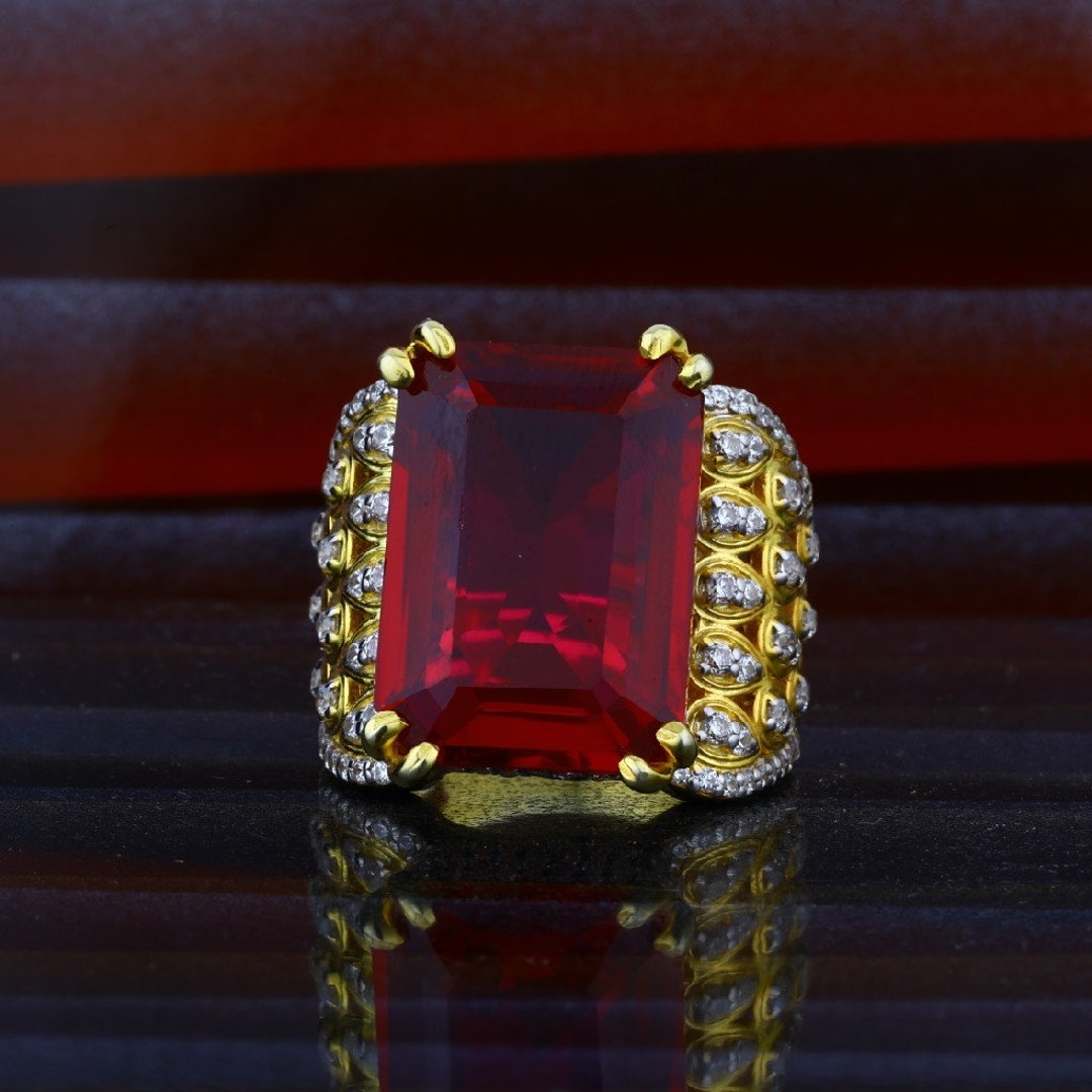 Glass Field Ruby Ring for Men, 925 Sterling Silver Ring, Engagement ...