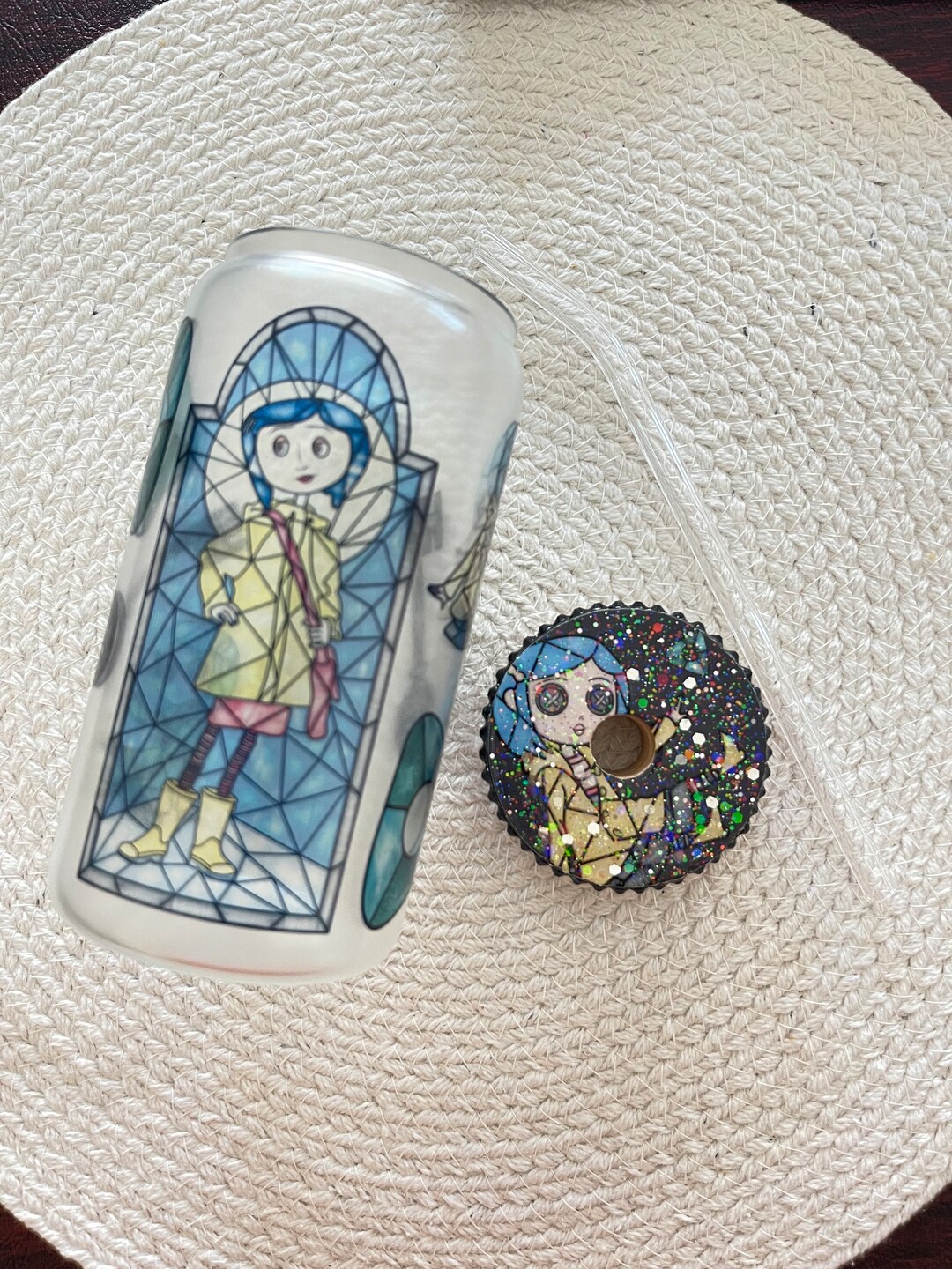 Coraline Glow in the Dark Glass Libby Cup: Frosted Cold Coffee Drinkware - Etsy