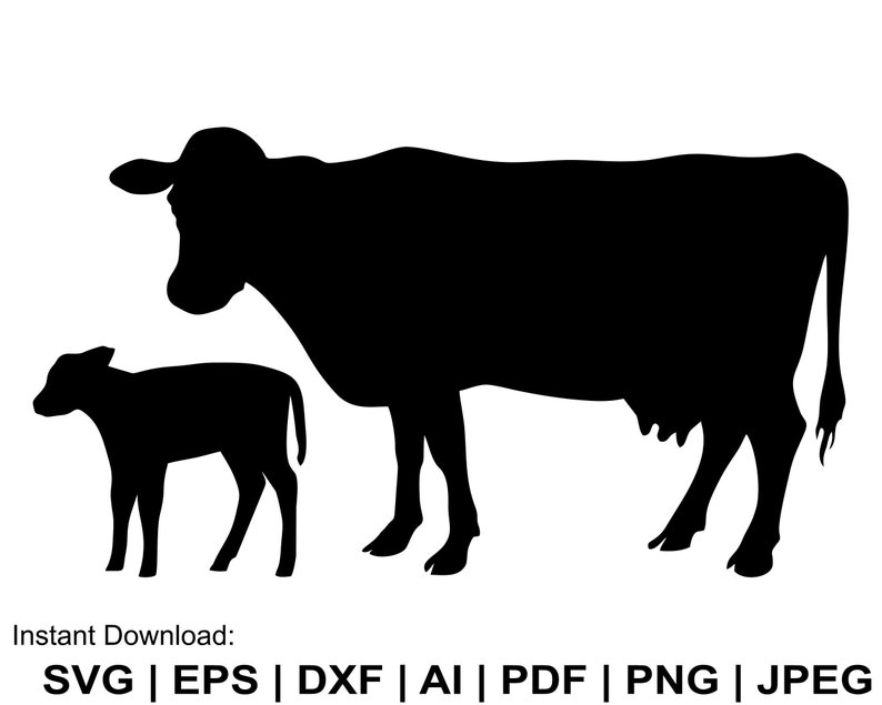Cow Calf Svg, Cow Calf Pair Svg, Cow Svg, Cow Baby Svg, Calf Svg, Cow ...