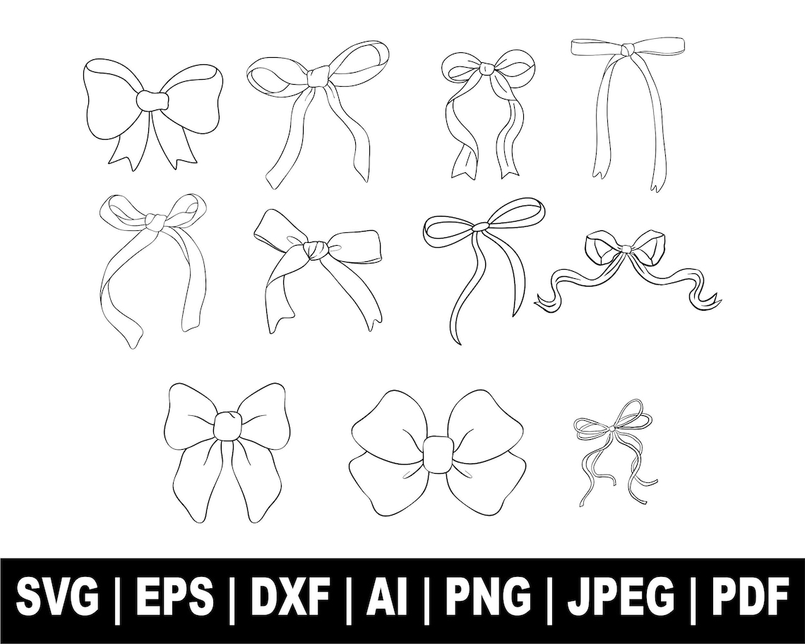 Ribbon Bow Svg Bundle, Coquette Bow Svg, Ribbon Svg, Bow Svg Png, Hair ...