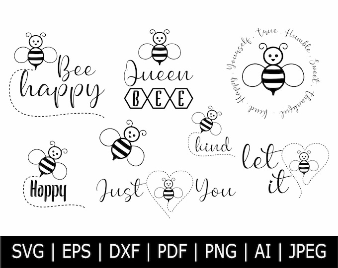 Bee Svg, Heart Dotted Line Svg, Honeybee, Bumblebee, Heart Trail, Heart ...