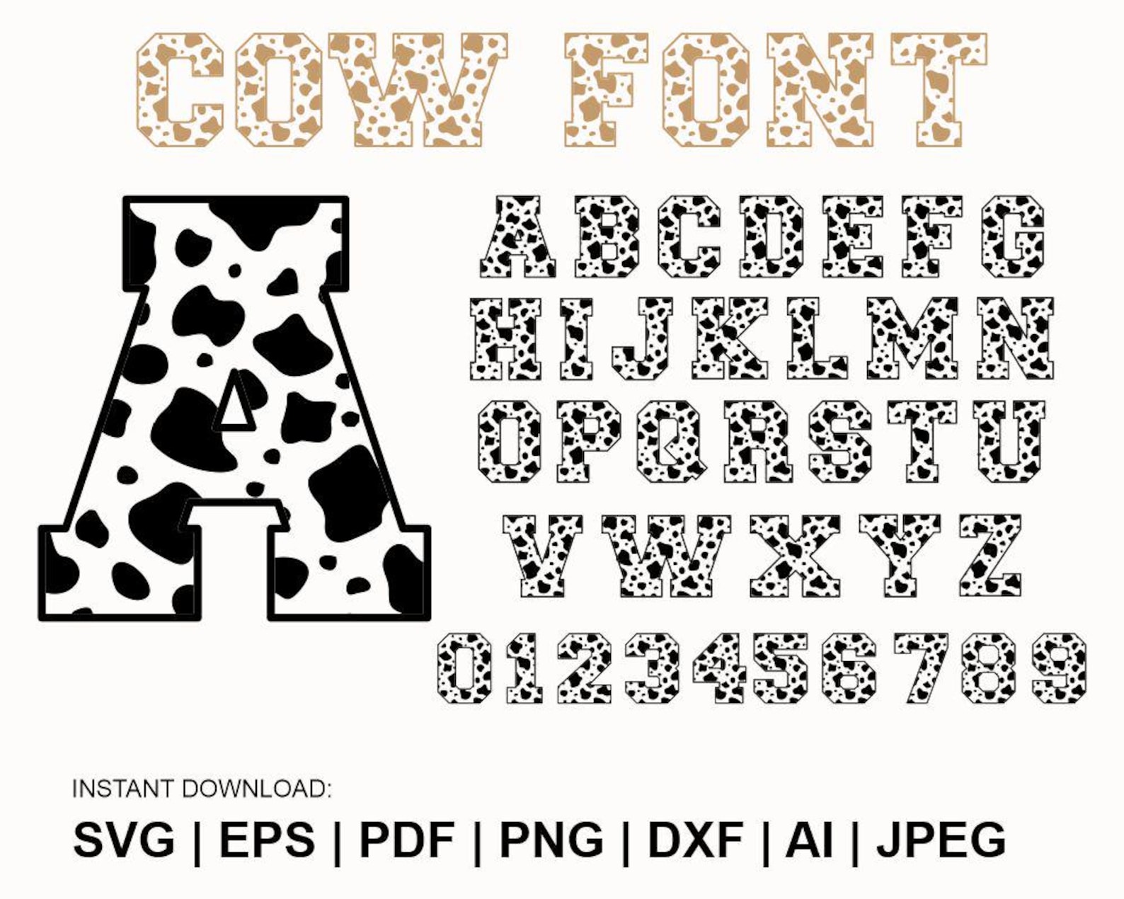 Cow Print Alphabet Svg, Cow Pattern Alphabet Svg, Cow Letters Svg, Cow ...