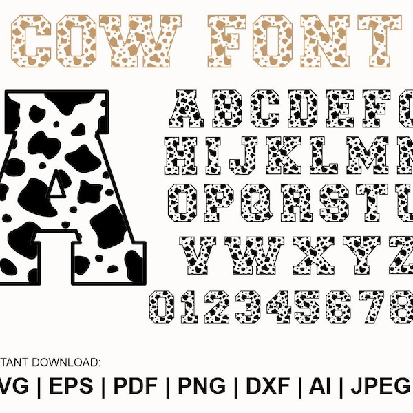 Cow Print Font - Etsy