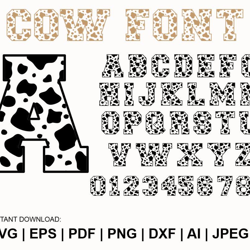 Cow Print Font - Etsy