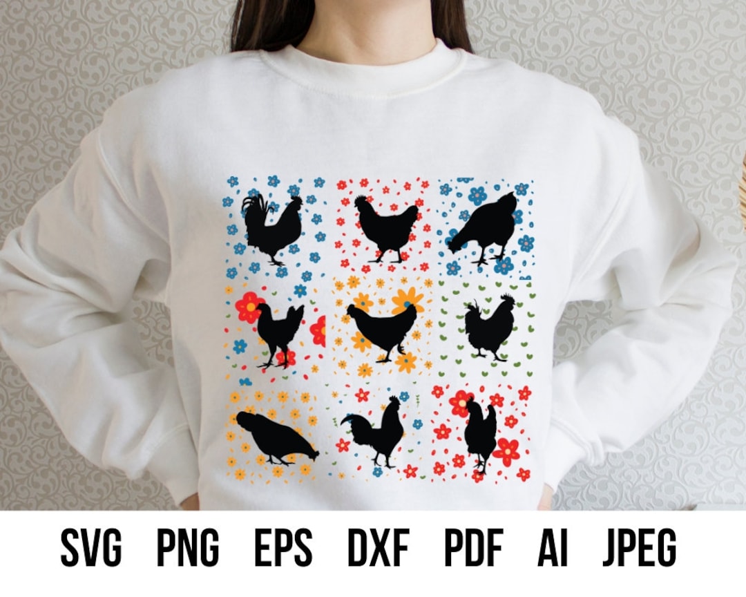 Retro Chickens Svg, Chicken Svg, Hen Svg, Retro Svg, Floral Chicken Svg ...