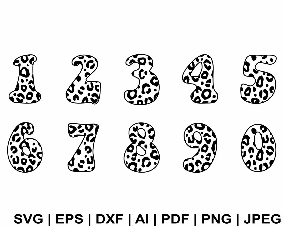 Leopard Numbers Svg, Animal Numbers Svg, Number Svg, T Shirt Number Svg ...
