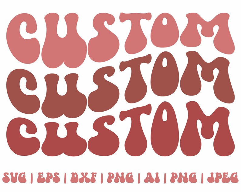 Custom Wavy Stacked Svg Custom Svg Customised Retro Wavy - Etsy
