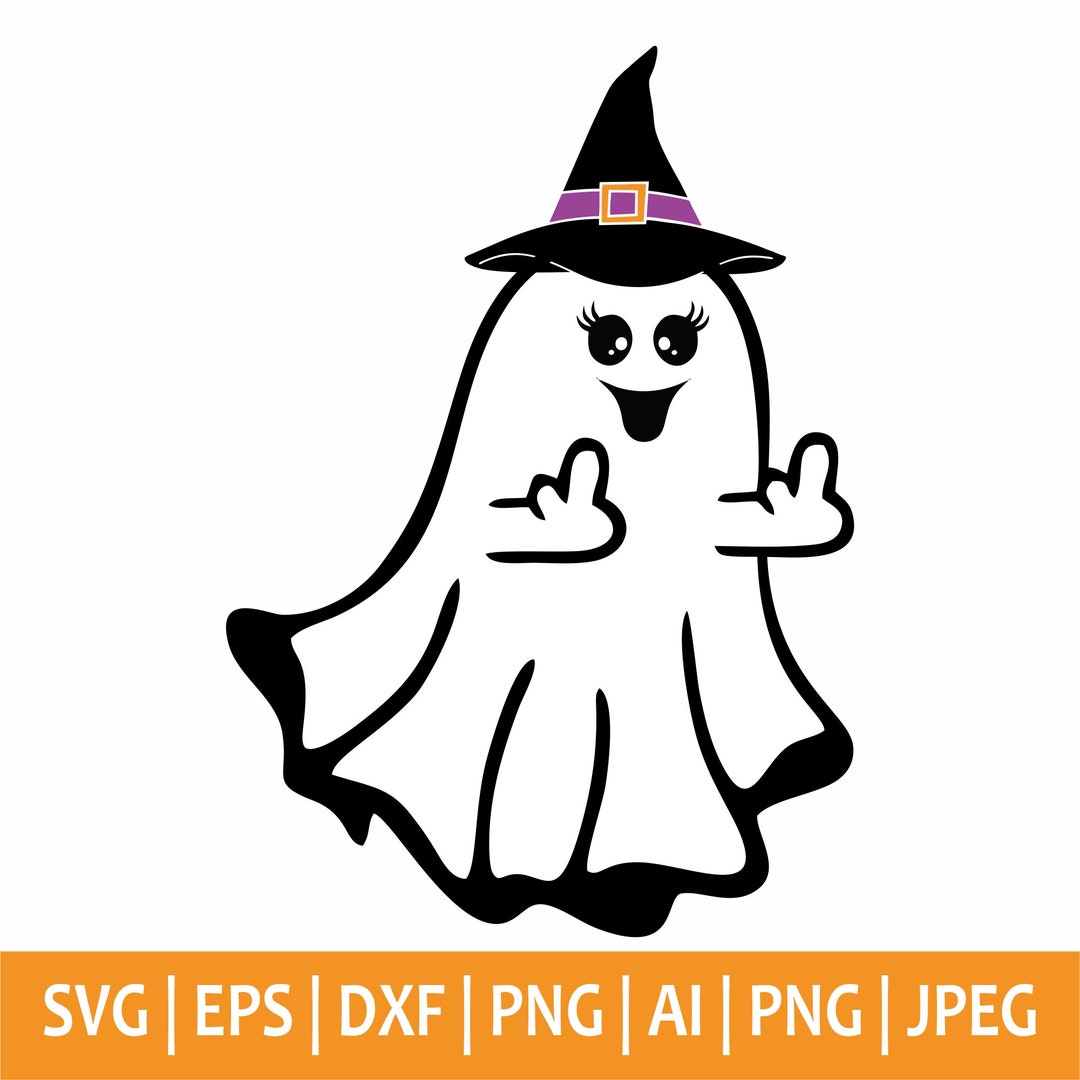 Ghost Middle Finger Svg, Halloween Svg, Ghost Svg, Cute Ghost Halloween ...