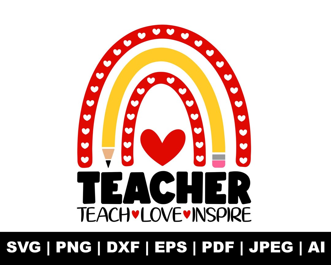 Teach Love Inspire Svg, Retro Teacher Svg, Boho Teacher Svg, Gift for ...