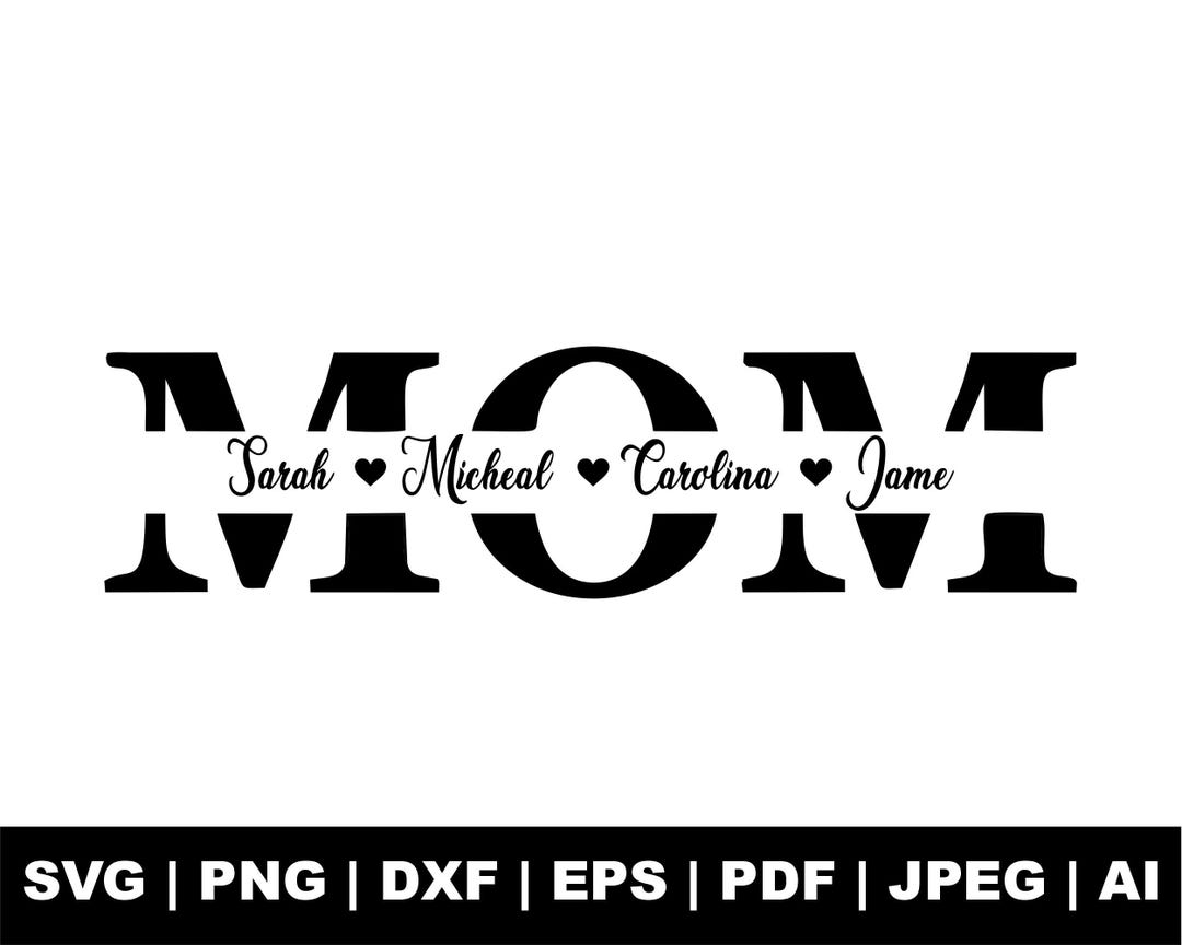 Mom Svg, Mother's Day Gift Svg, Mom Split Name Frame Svg, Mom Cut File ...