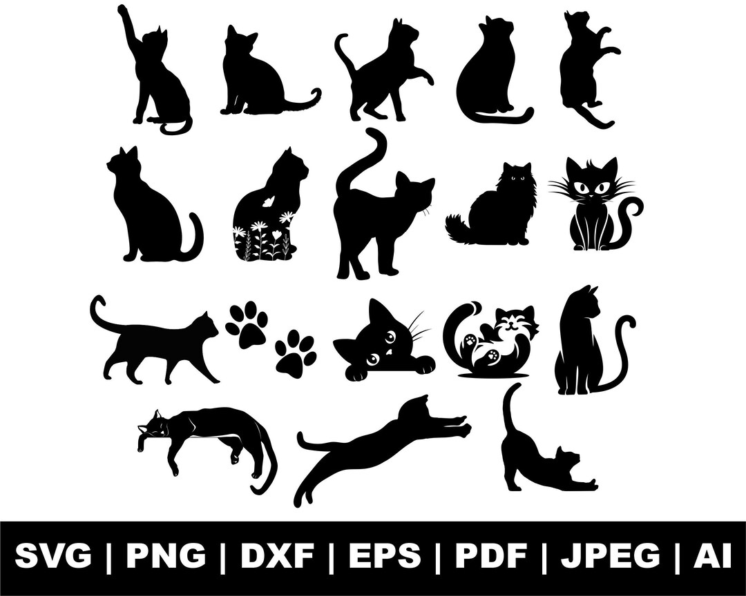 Cat Svg Bundle, Cat Head Svg, Cat Face Svg, Kitten Svg, Cat Vector ...