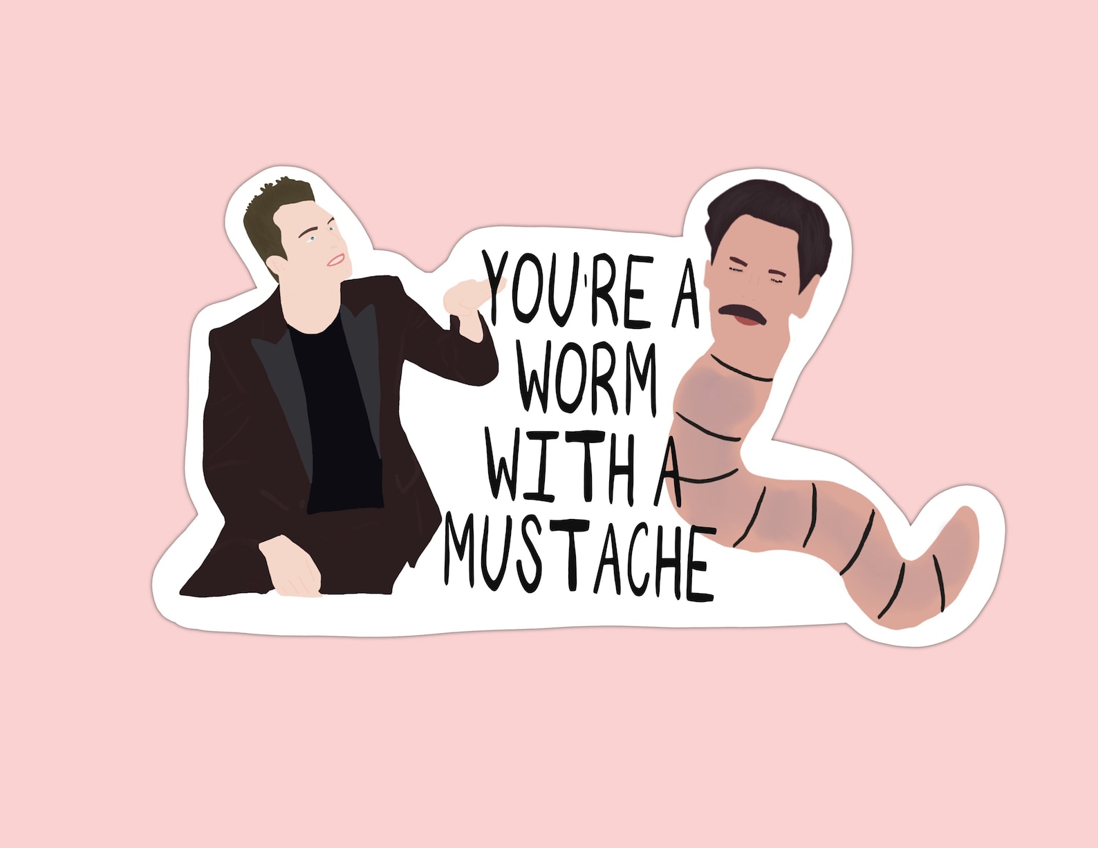 Worm With Mustache Stickers Vanderpump Rules Stickers VPR - Etsy