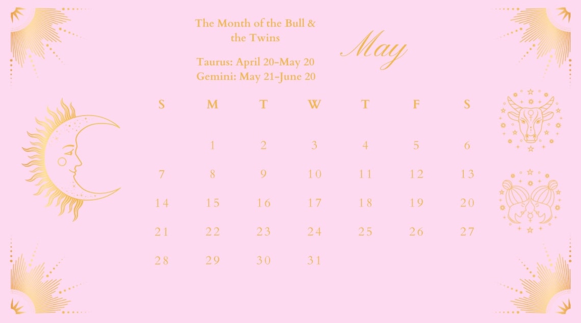 2023 Zodiac Calendar, Printable PDF, Digital Download, Astrology Gift ...