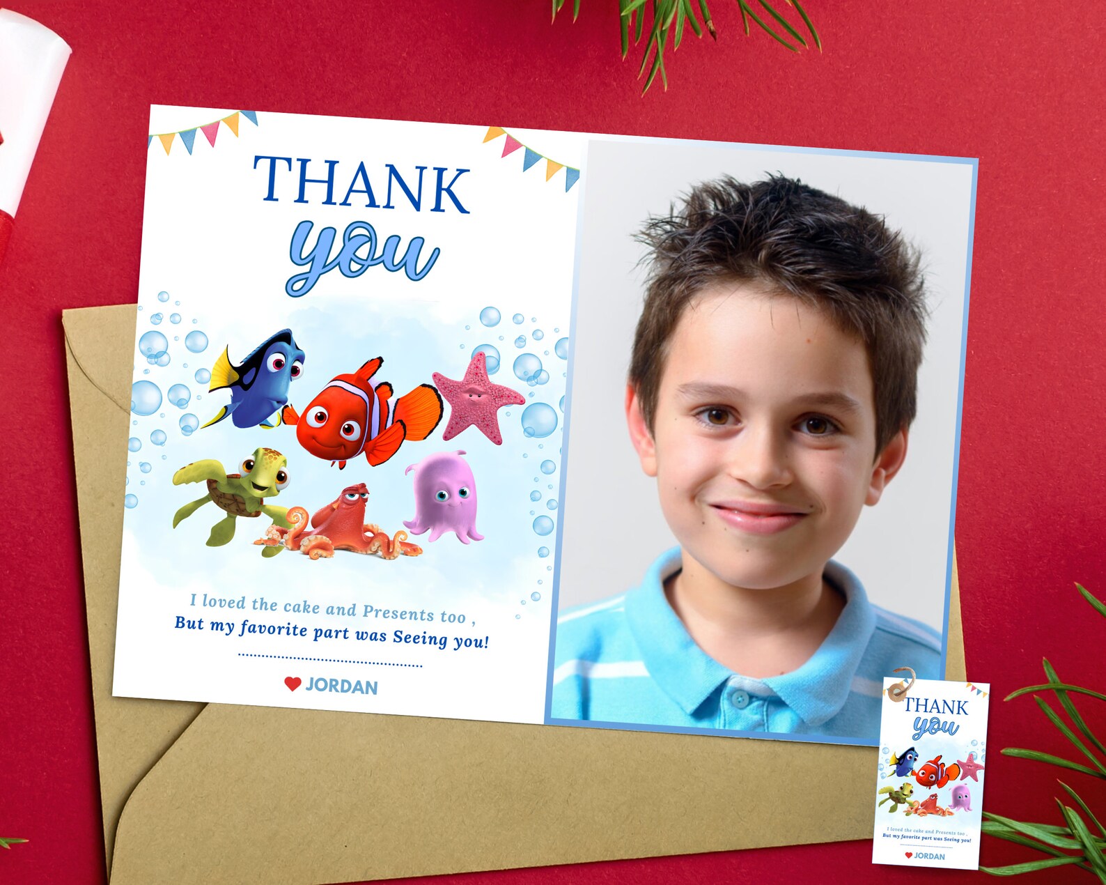 Finding Nemo Thank You Photo Card Underwater Theme Thank You Card With ...