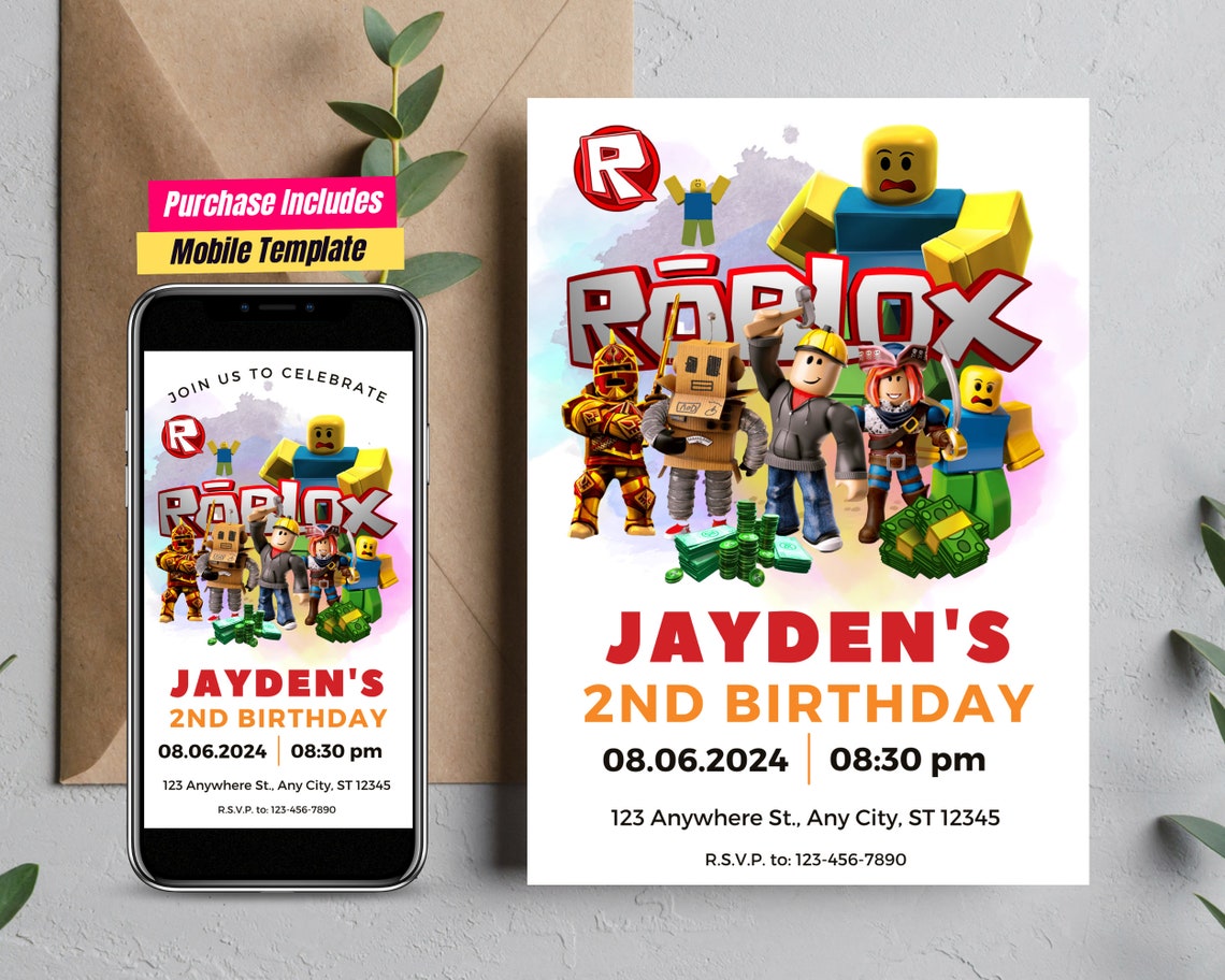 Roblox Photo Thank You Card Instant Download Roblox Thank You Cards ...