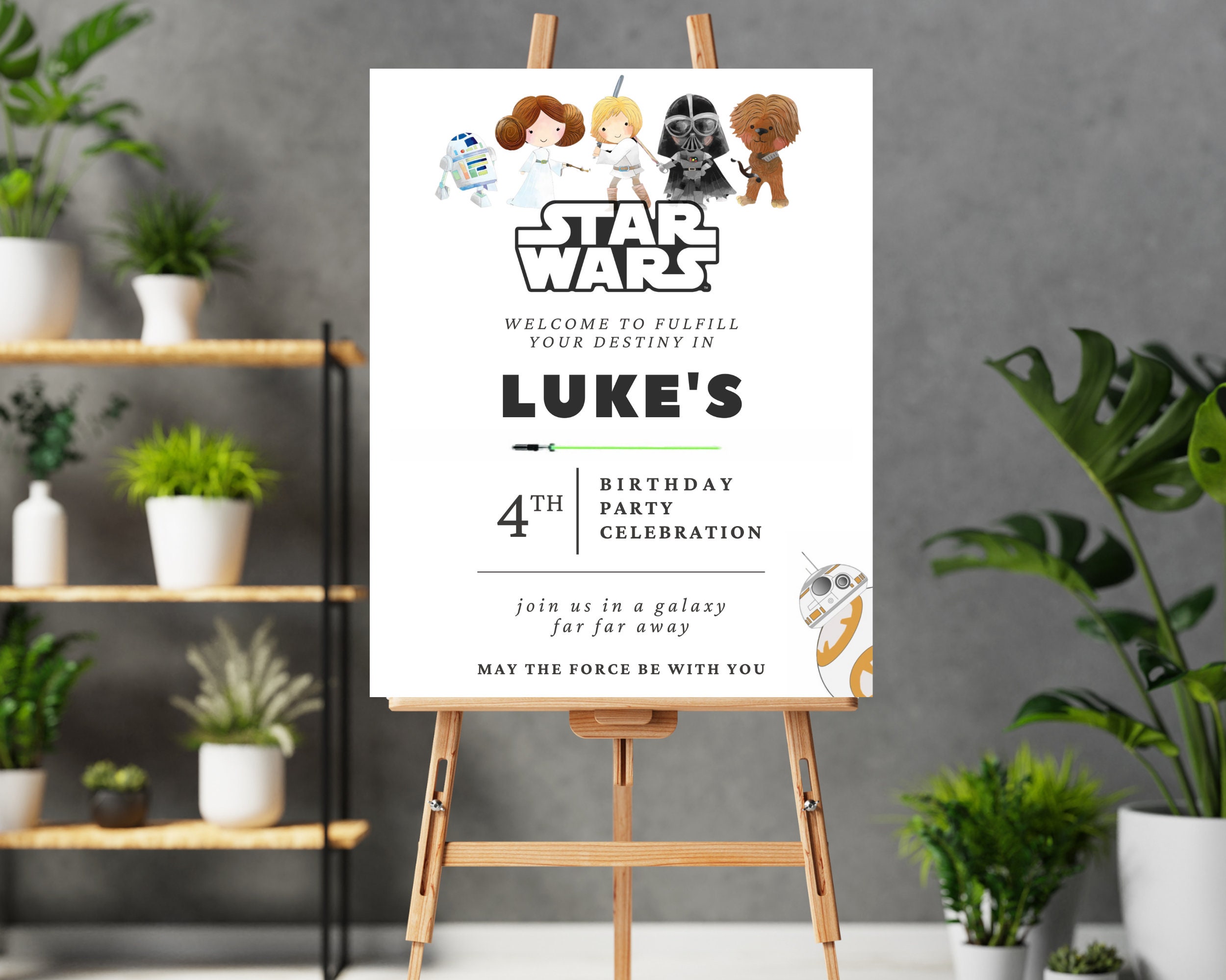 Editable Star Wars Welcome Sign Birthday Party Birthday Invitations ...