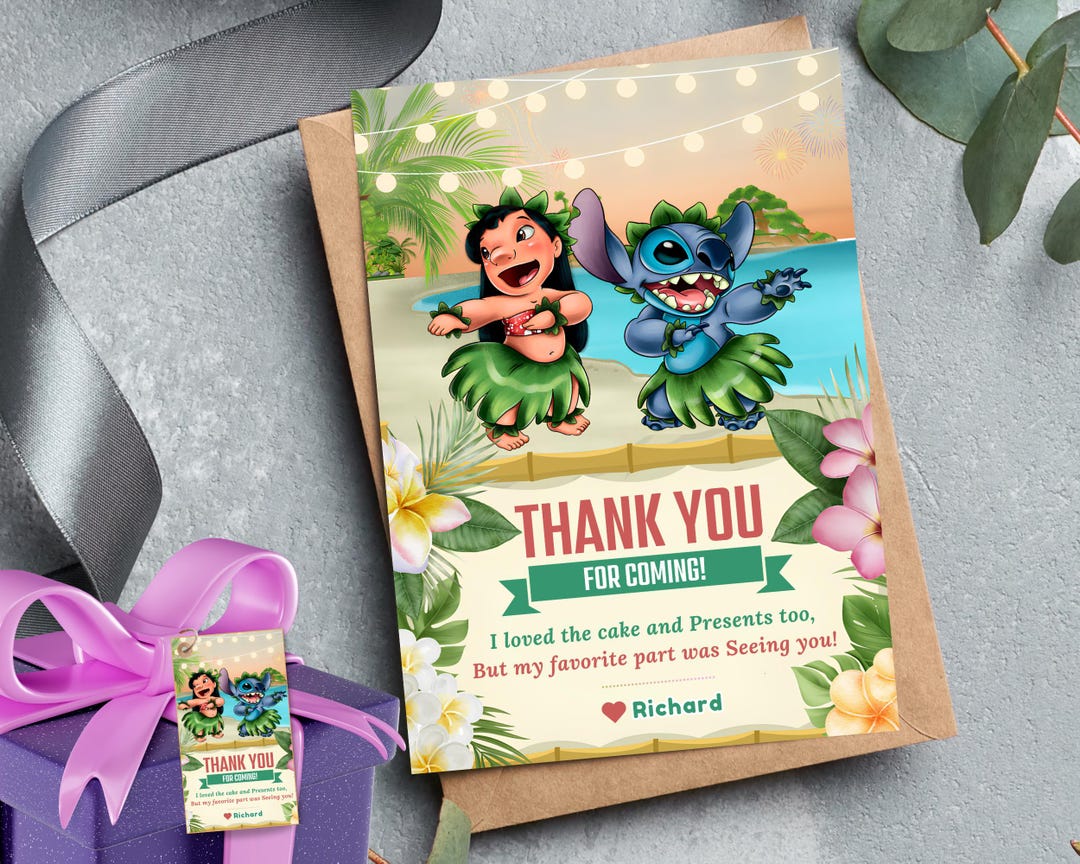 Lilo & Stitch Thank You Cards Personalised Lilo and Stitch Thank You ...