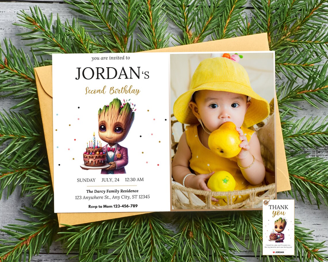 Groot Birthday Invitation Template, Printable Birthday Party Invitation ...