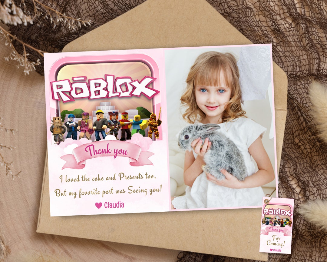 Roblox Girls Photo Thank You Card Instant Download Girl Roblox Thank ...