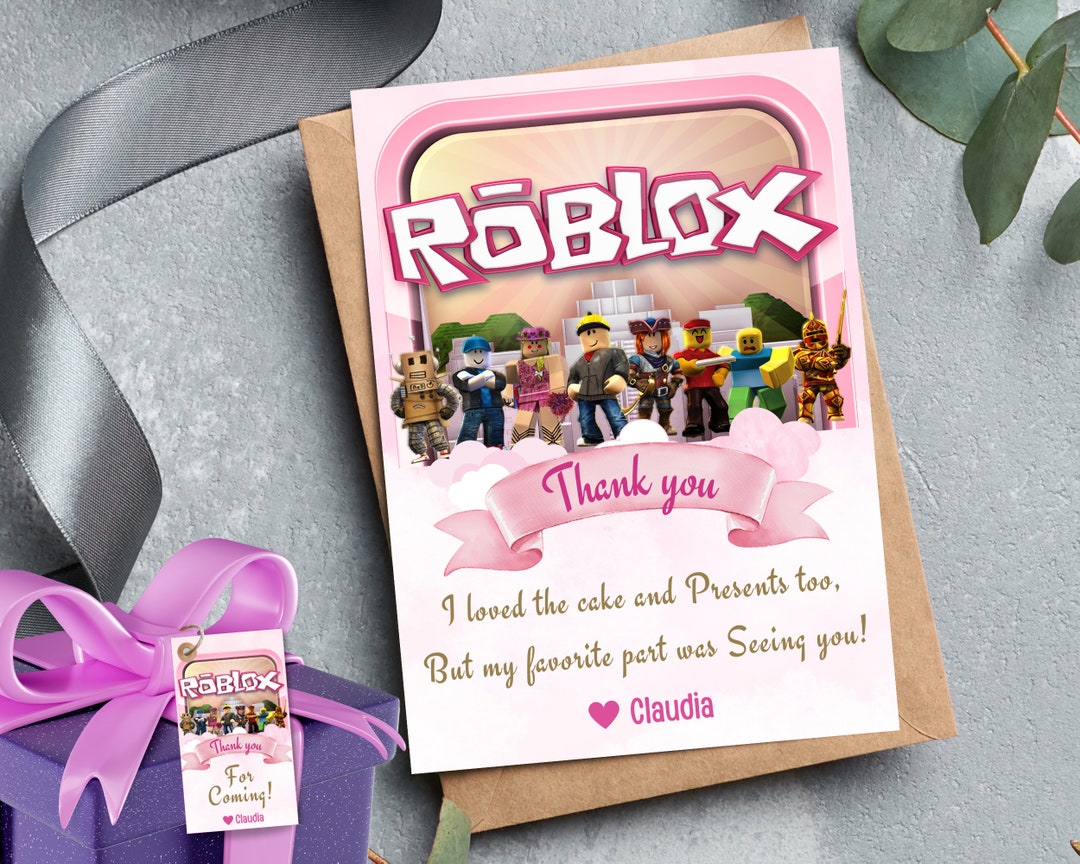 Girls Roblox Thank You Party Cards Roblox Girl Thank You Party Stickers ...
