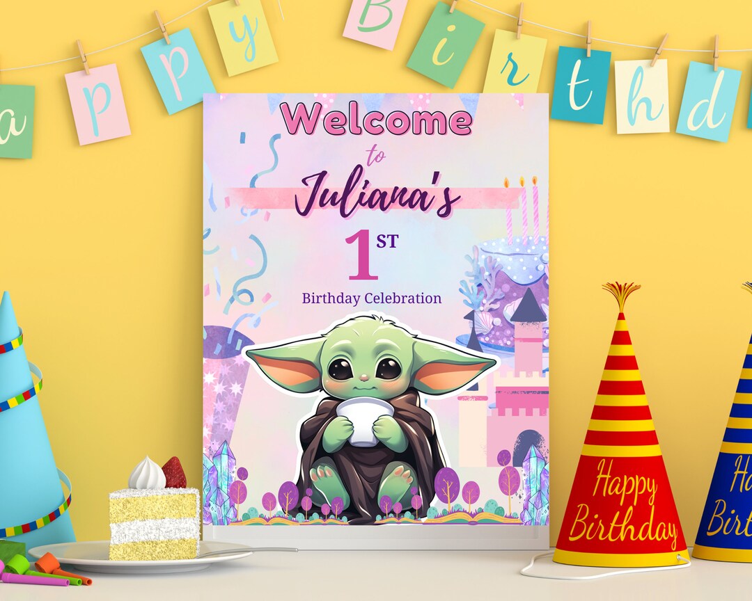 Grogu Welcome Sign Star Wars Door Decor, Adorable Baby Yoda Greeting ...
