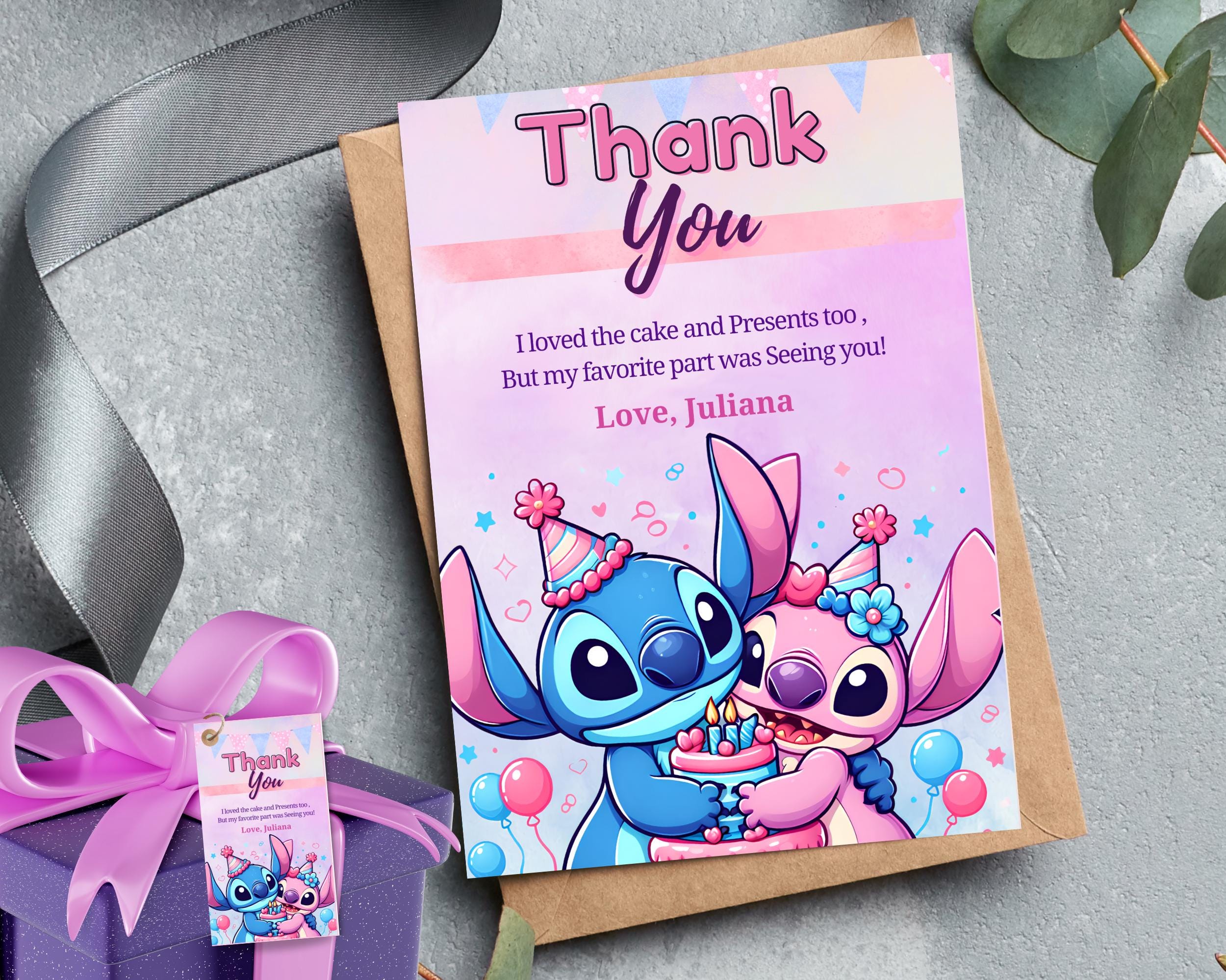 Lilo & Stitch Thank You Cards Personalised Stitch Thank You for Coming ...