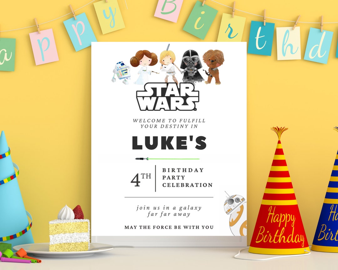 Editable Star Wars Welcome Sign Birthday Party Birthday Invitations ...