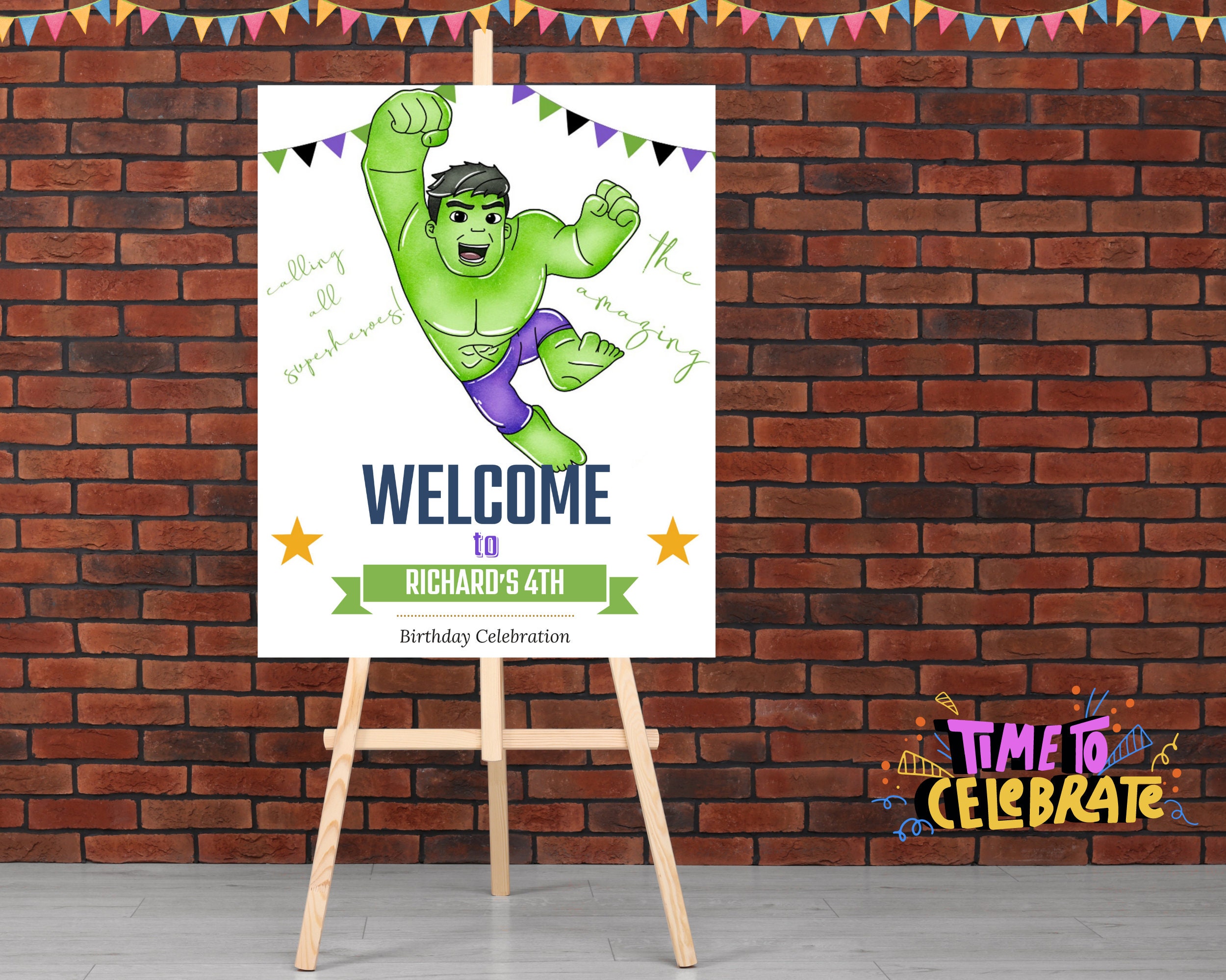 The Incredible Hulk Welcome Birthday Card Instant Download Canva ...