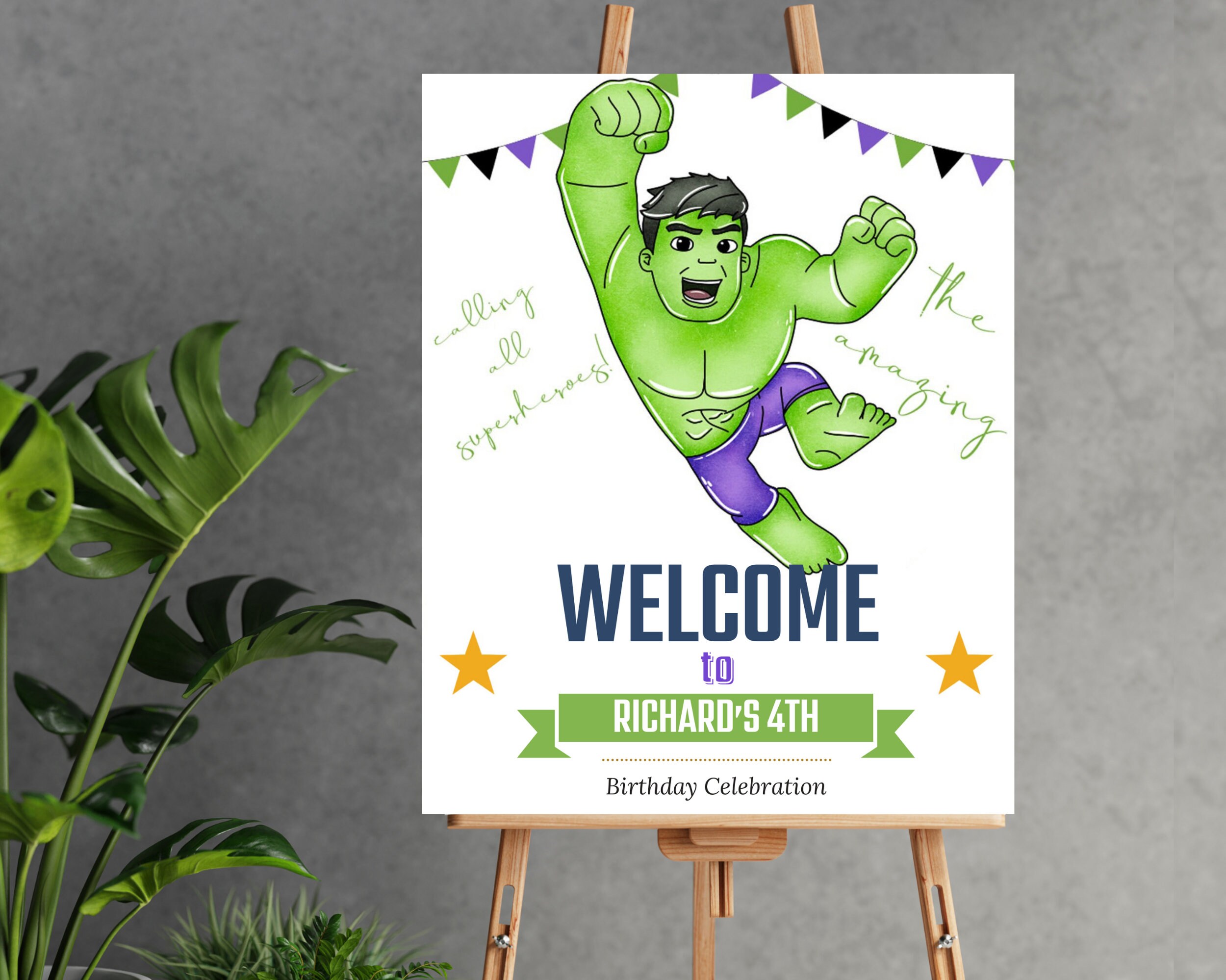 The Incredible Hulk Welcome Birthday Card Instant Download Canva ...