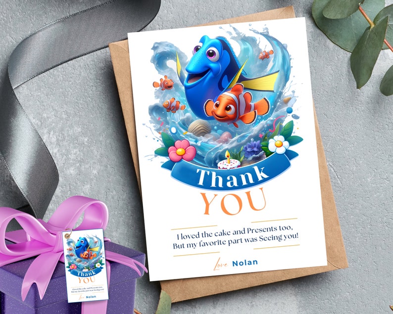 Finding Nemo Thank You Card Underwater Theme Thank You Card Finding ...