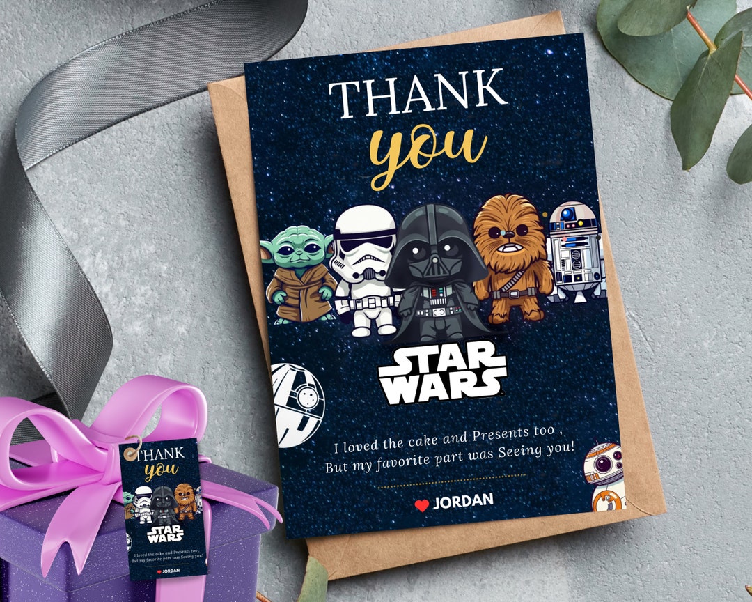 Star Wars Themed Thank You Notes Jedi Appreciation Cards for Birthday ...