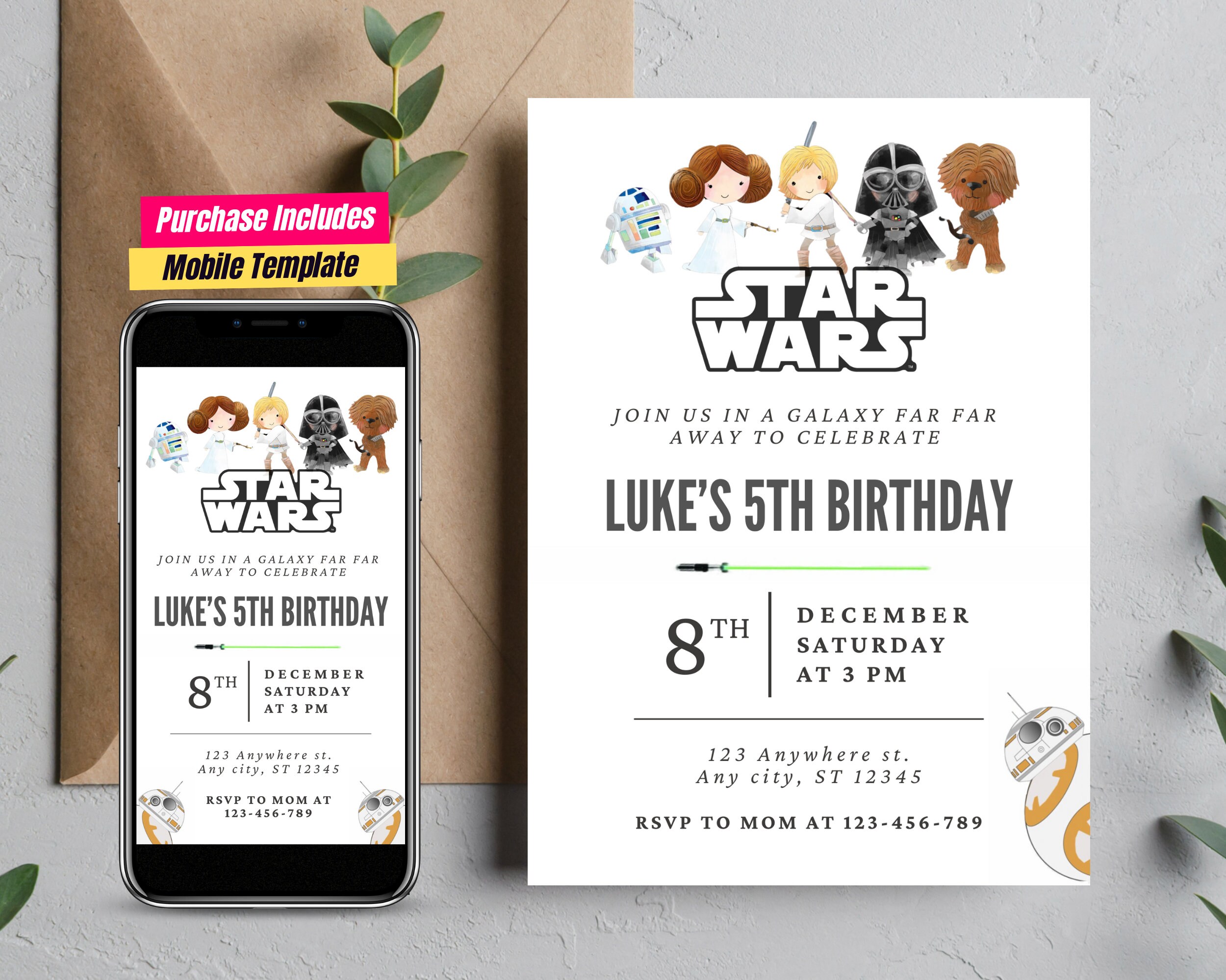 Editable Star Wars Welcome Sign Birthday Party Birthday Invitations ...