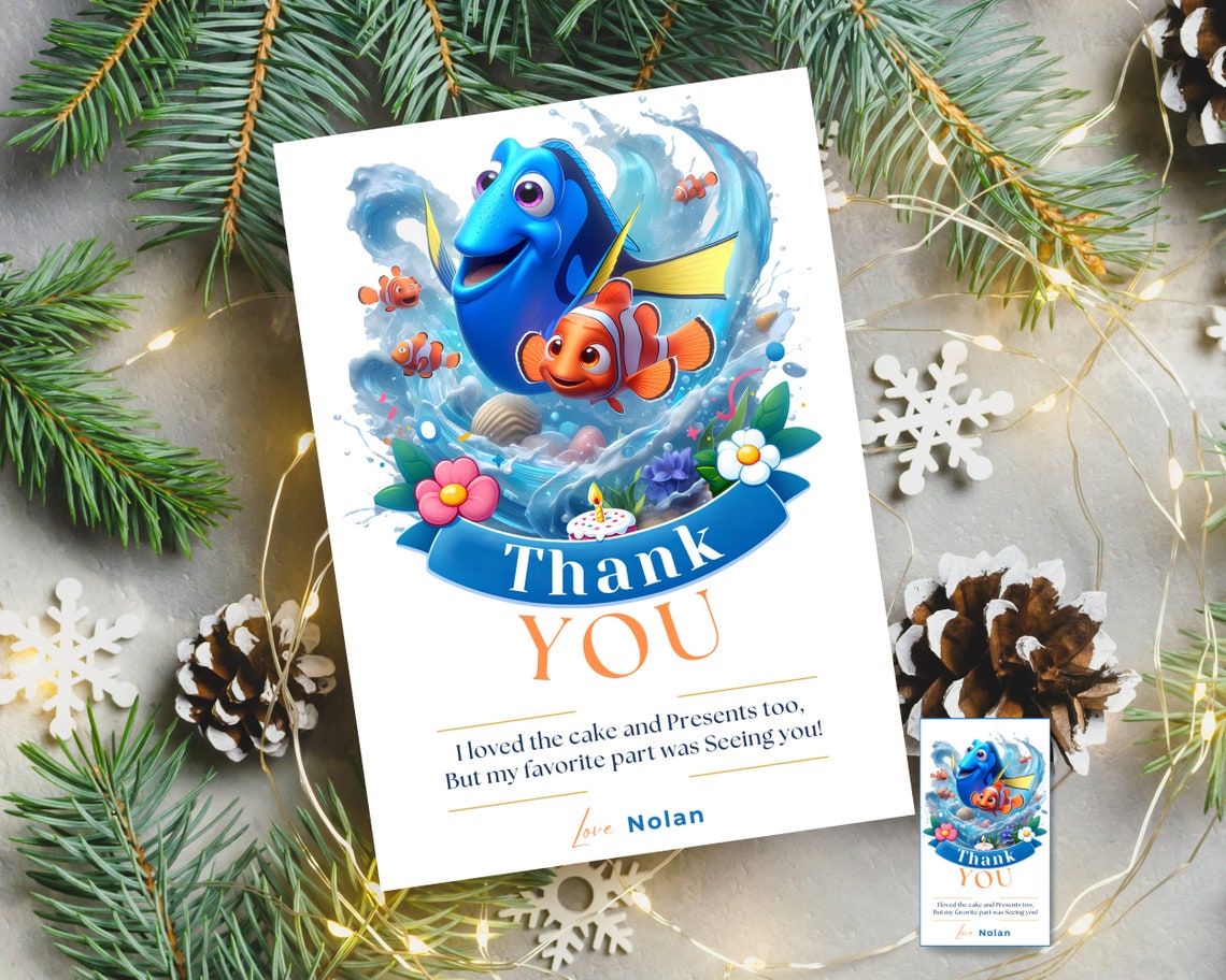 Finding Nemo Thank You Card Underwater Theme Thank You Card Finding ...