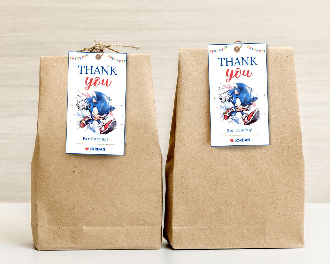 Sonic Themed Thank You Tags Sonic Inspired Thank You Tags Blue Hedgehog ...