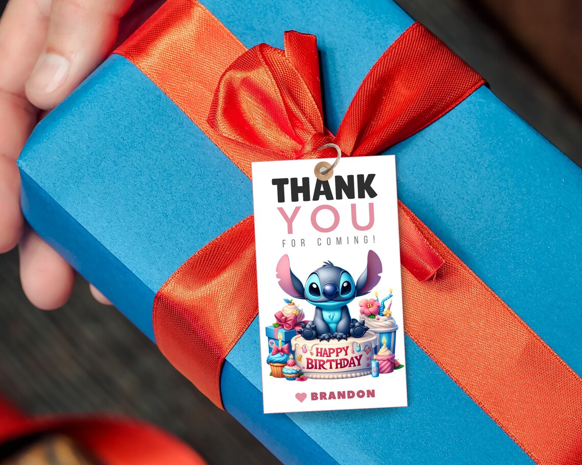 Lilo & Stitch Birthday Gift Card Stitch Tags for Kids Party Stitch Themed Thank You Tags Stitch ...