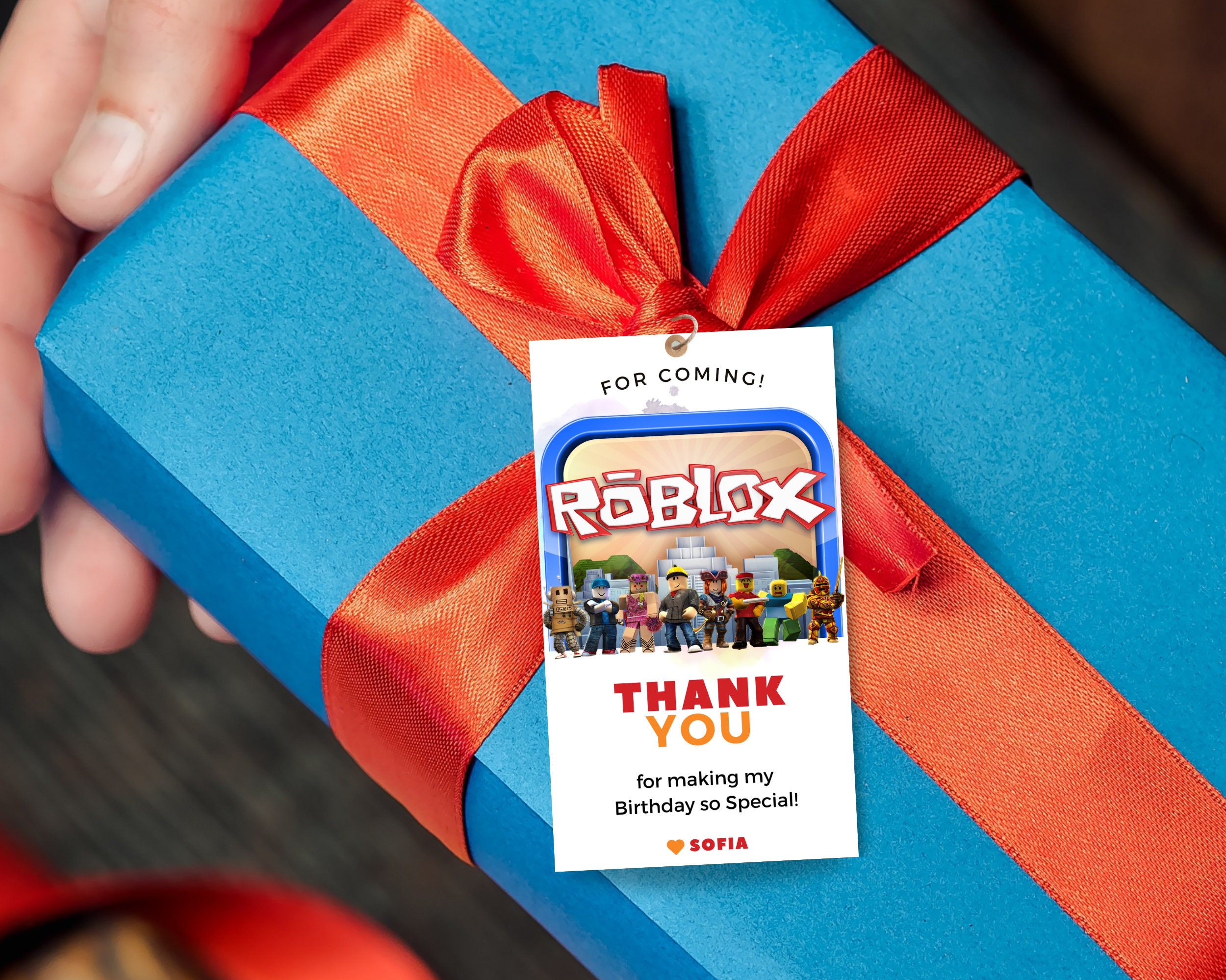Personalised Roblox Kid Invitation and Thank You Tag Roblox Thanks for ...