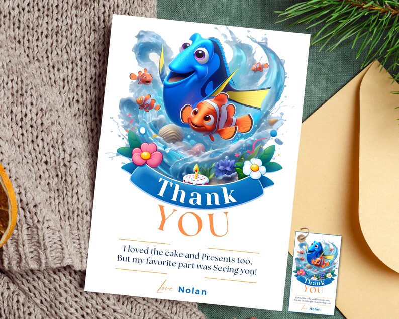 Finding Nemo Thank You Card Underwater Theme Thank You Card Finding ...