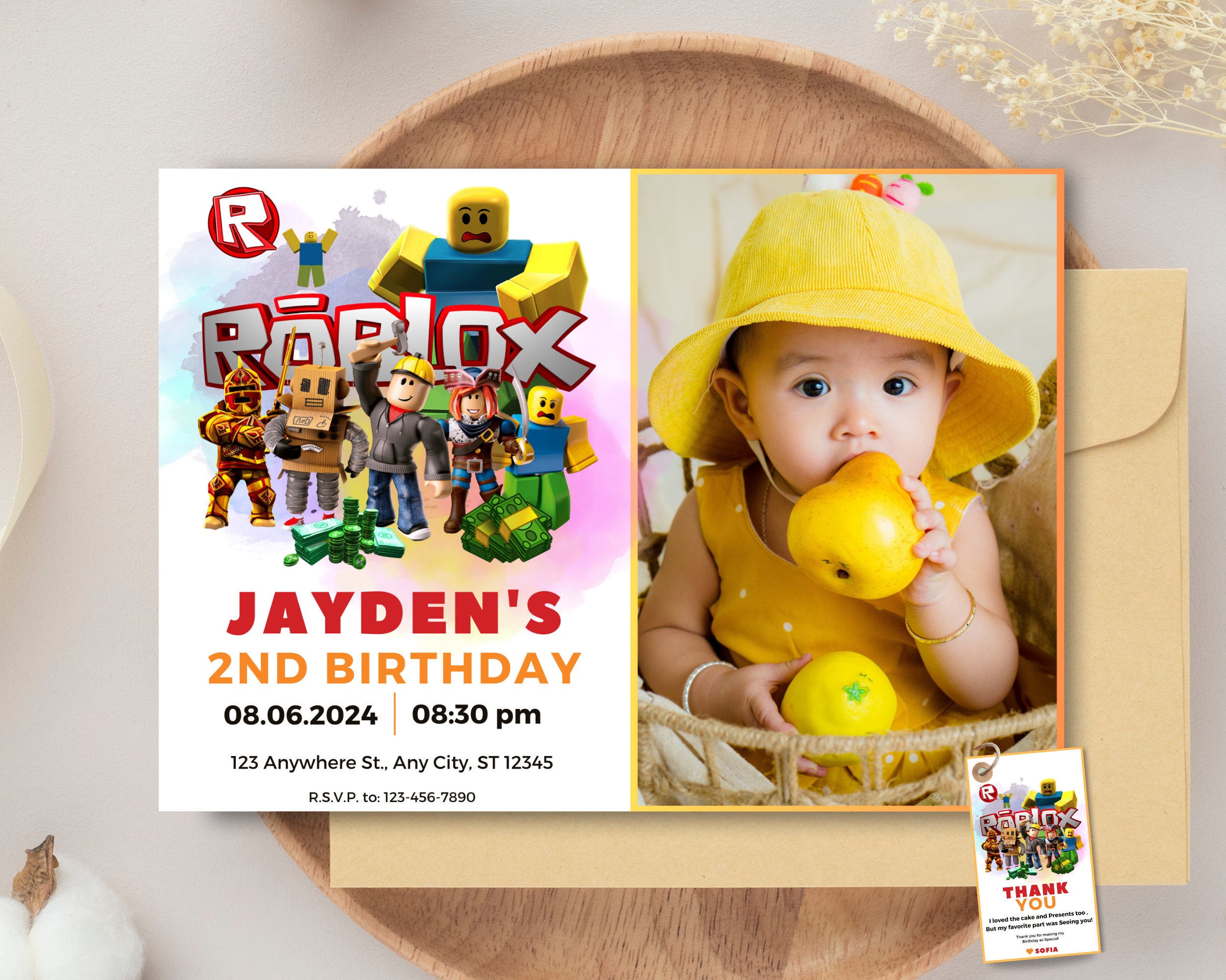 Roblox Photo Thank You Card Instant Download Roblox Thank You Cards ...