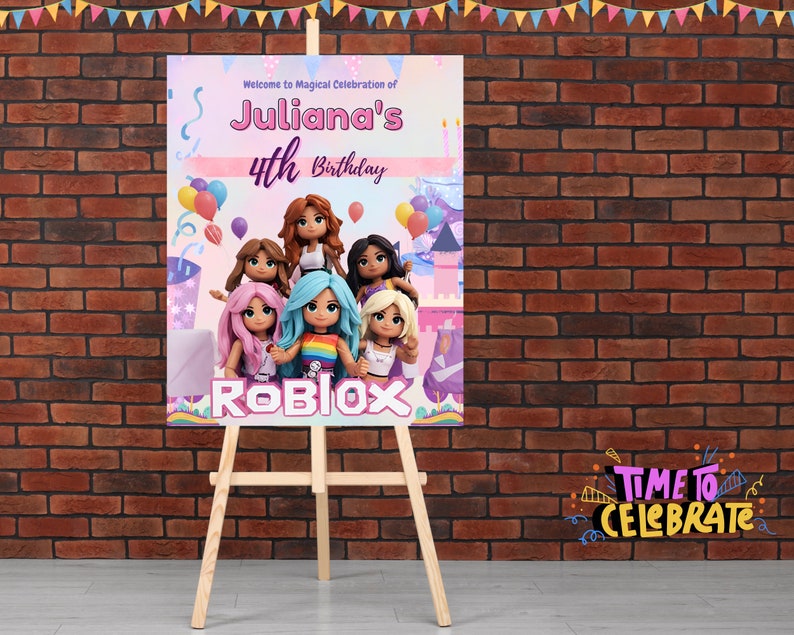 Roblox Party Sign for Girls Roblox Welcome Sign for Girls Colorful ...