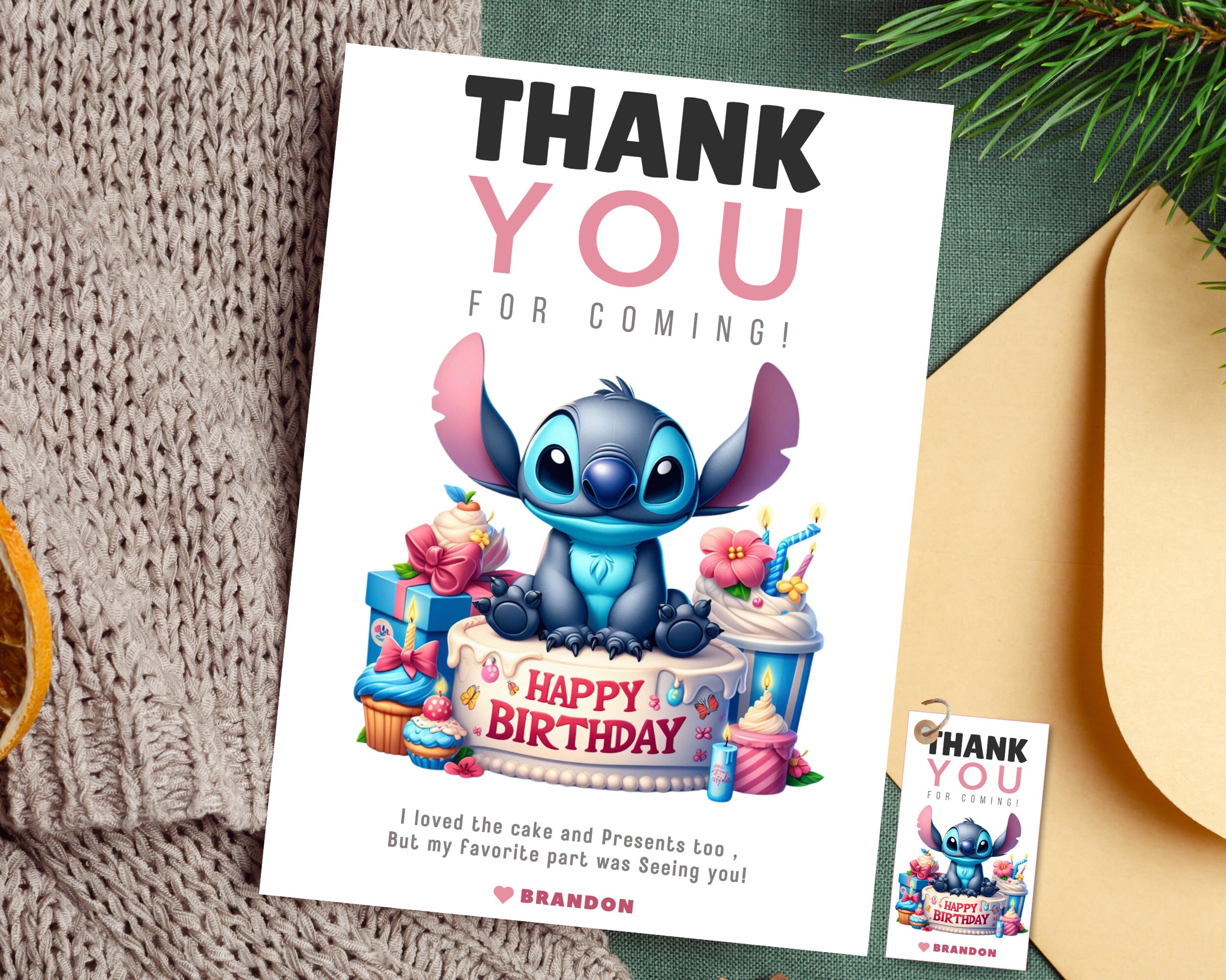 Lilo & Stitch Birthday Gift Card Stitch Tags for Kids Party Stitch ...