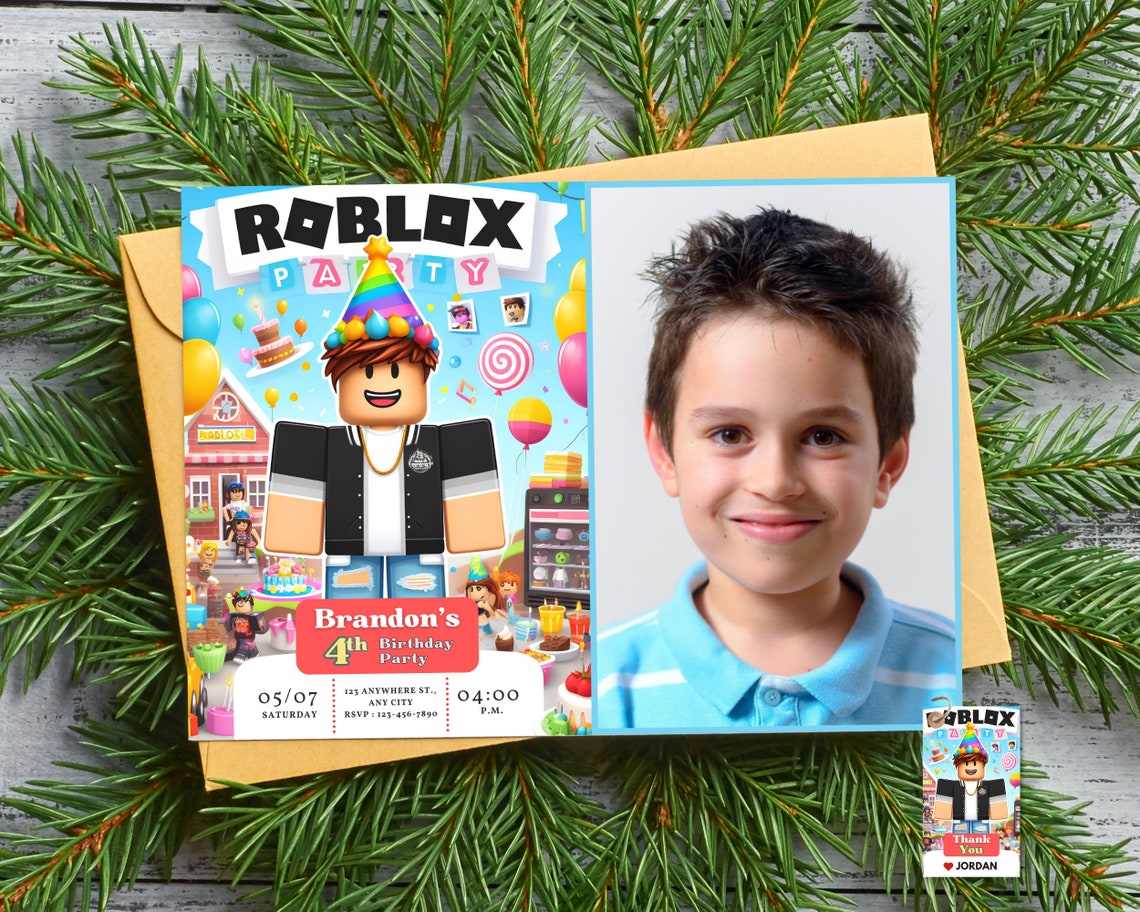 Roblox Invitation With Photo Roblox Birthday Photo Banner Roblox Photo ...