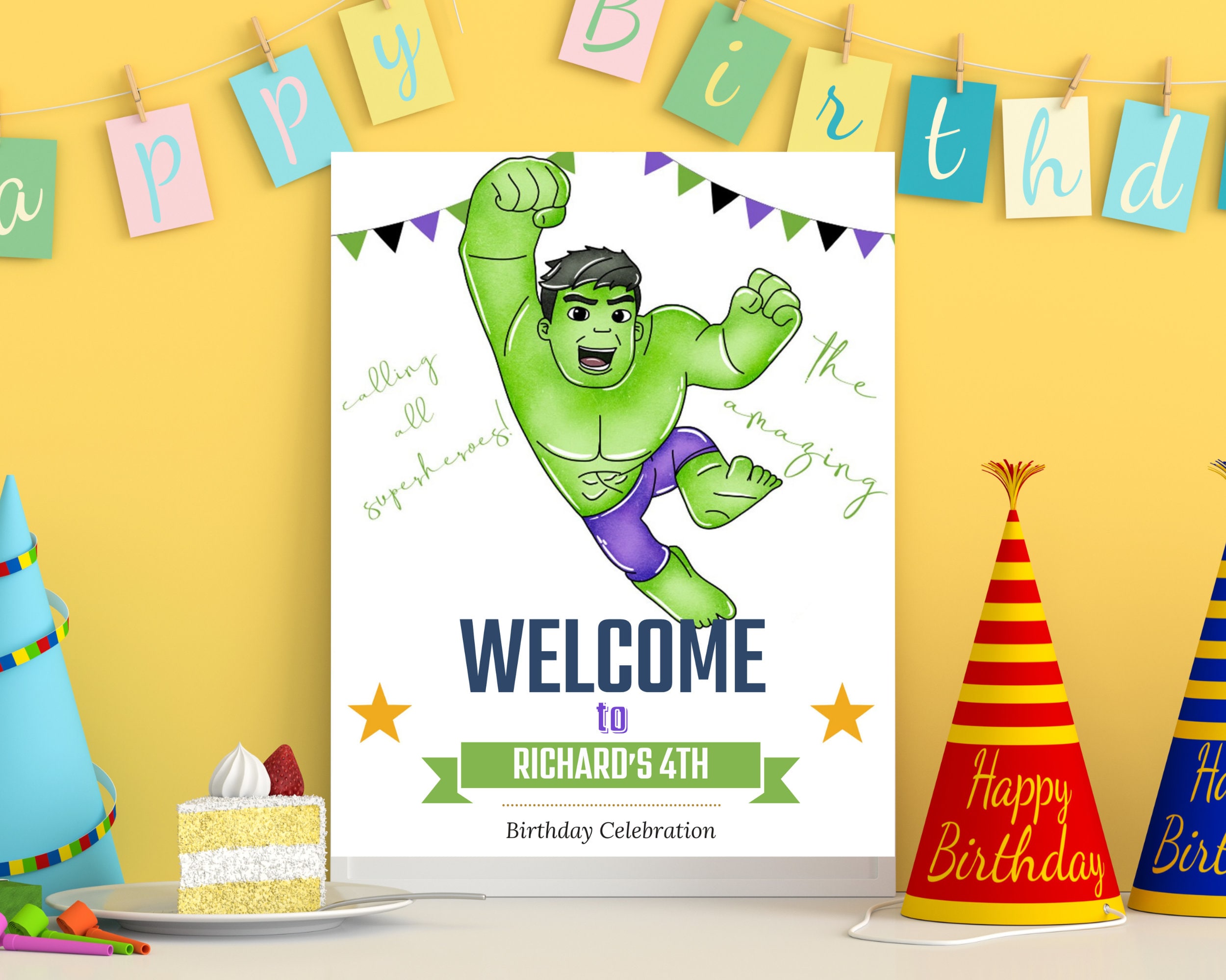 The Incredible Hulk Welcome Birthday Card Instant Download Canva ...