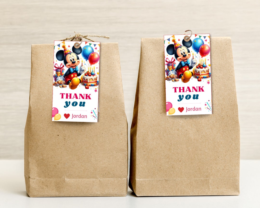Mickey Birthday Tag Printable Mickey Thank You Tag Template Printed ...