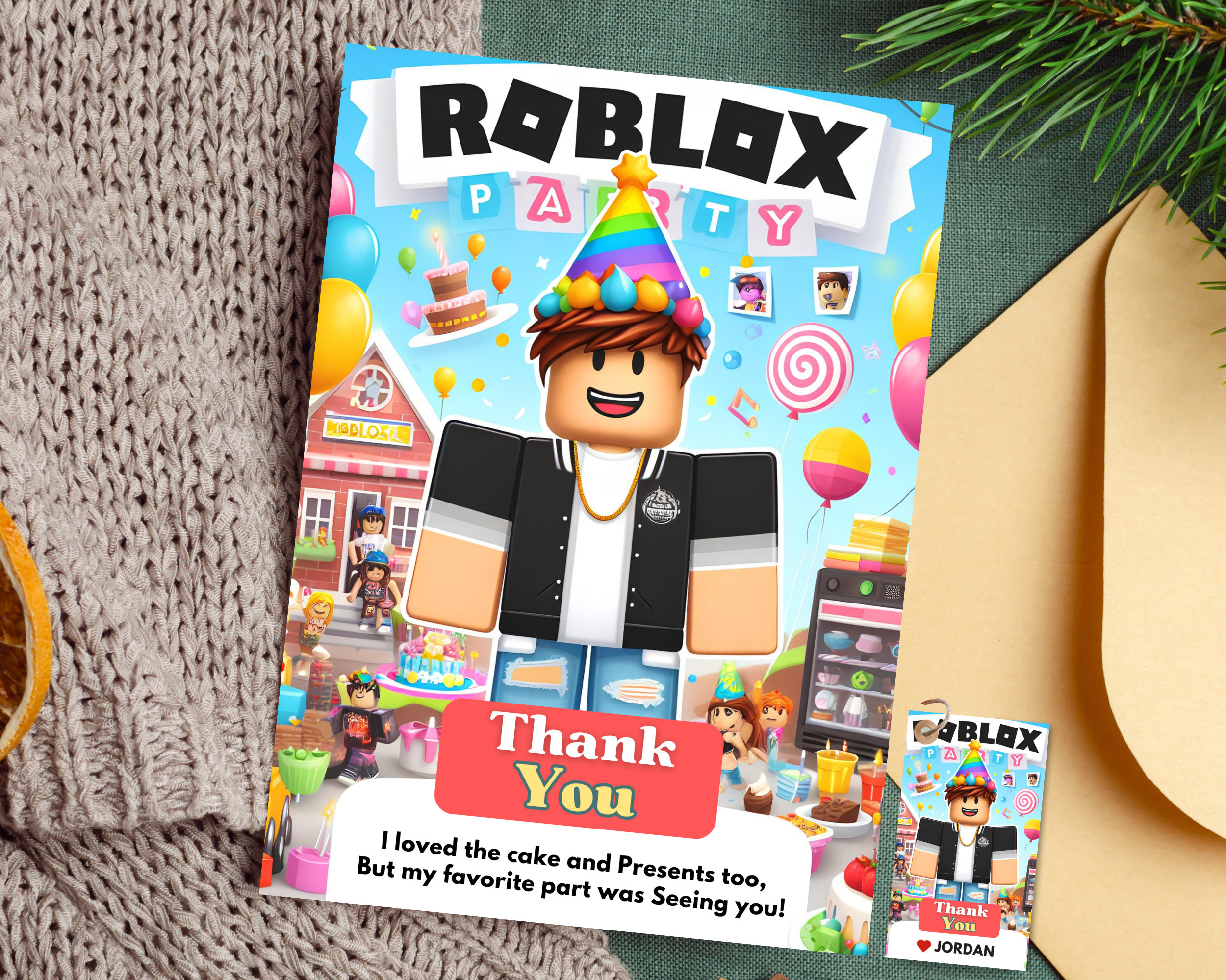 Roblox Birthday Tag Printable Roblox Thank You Tag Template Printed ...