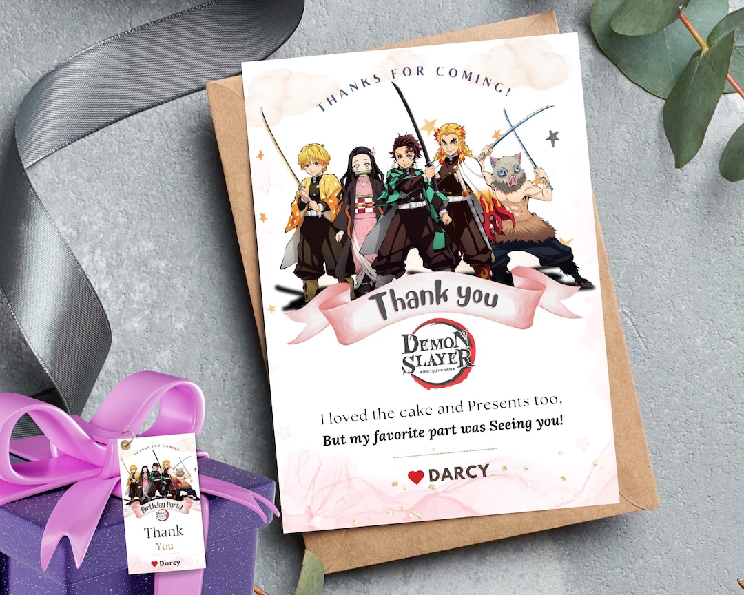 Anime Demon Slayer Thank You Card Manga Anime Gift Card Demon Slayer ...