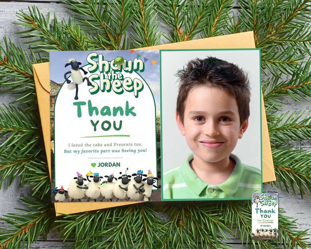 Shaun the Sheep Thank You Photo Card Instant Download Sheep Thank You ...