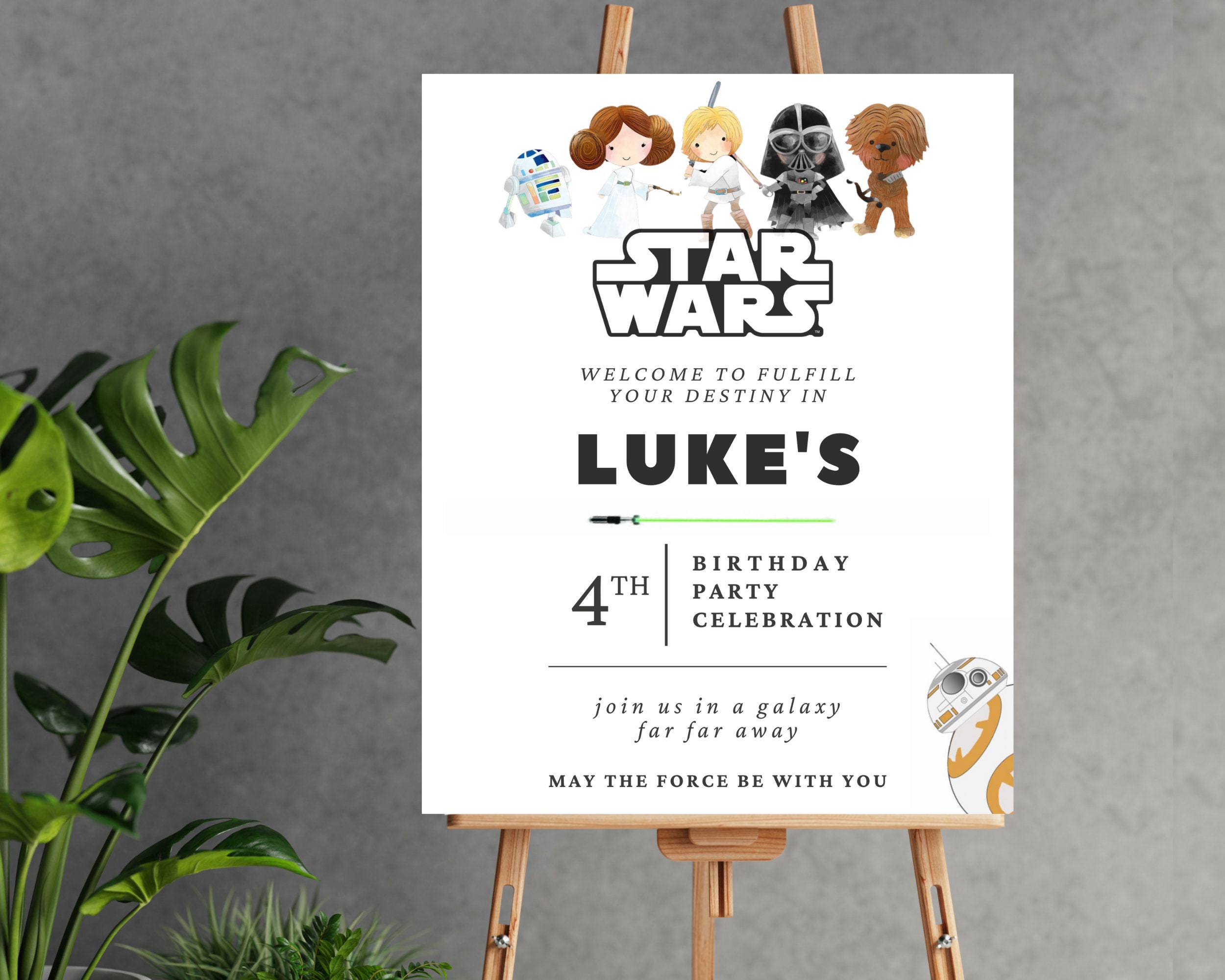 Editable Star Wars Welcome Sign Birthday Party Birthday Invitations ...