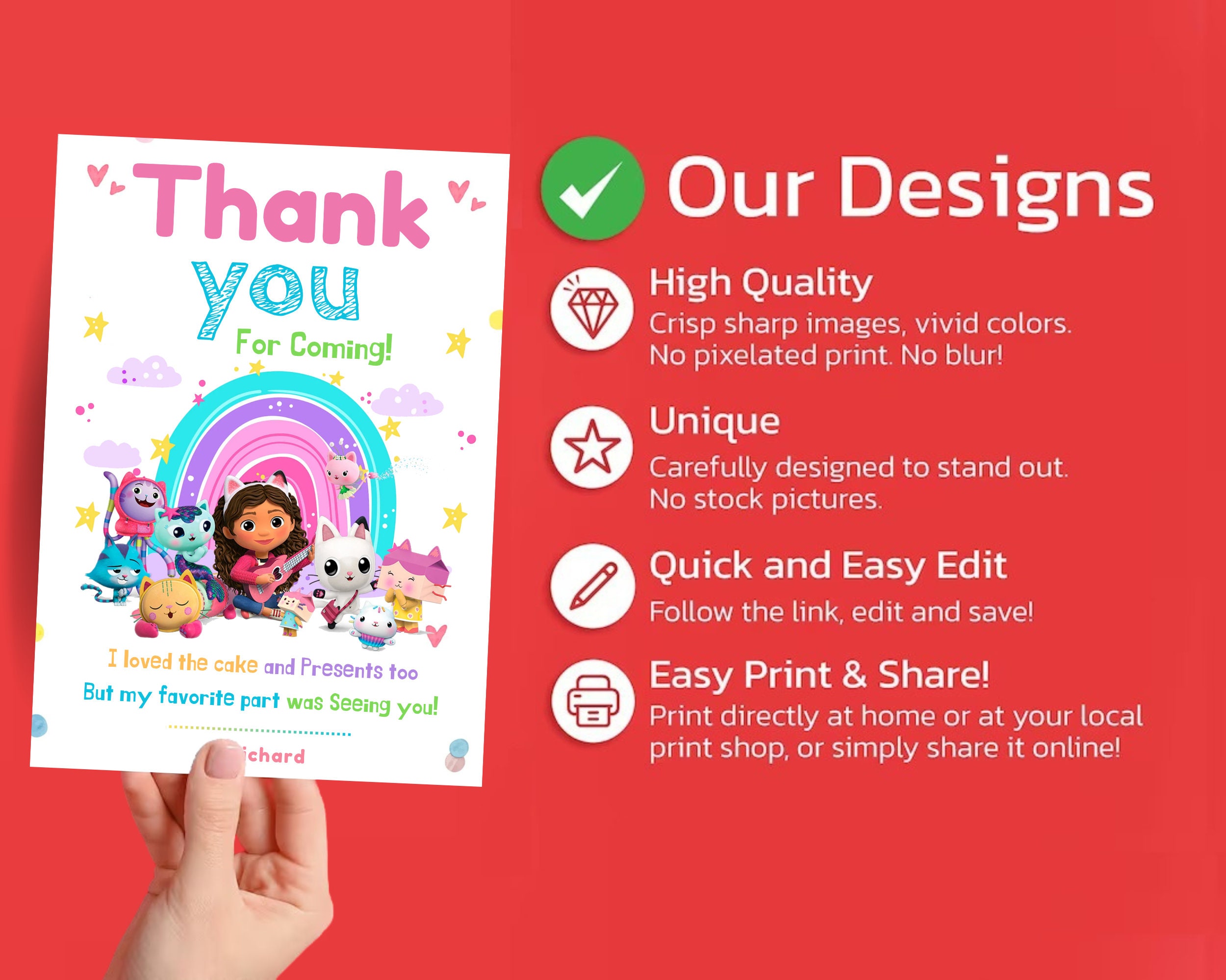 Gabbys Dollhouse Gift Tag Gabby's Party Favor Pandy Tag Doll Party Gift ...