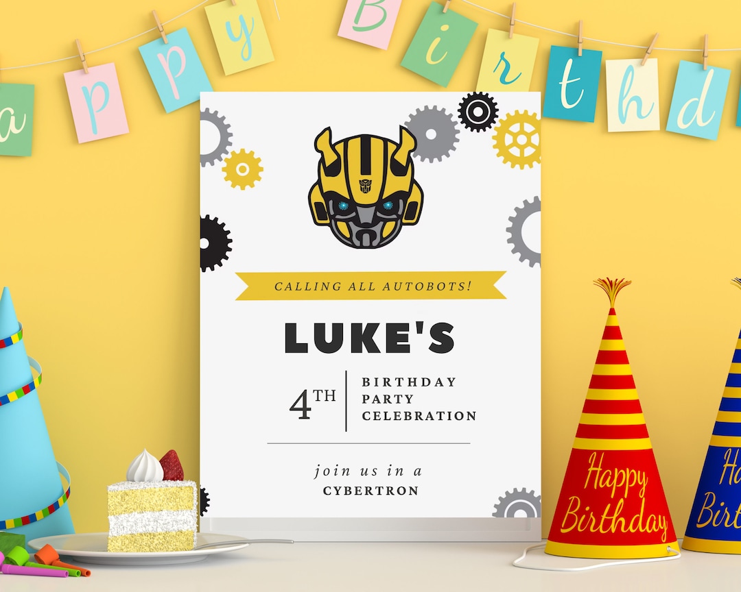 Bumblebee Transformers Welcome Sign Birthday Party Birthday Invitations ...